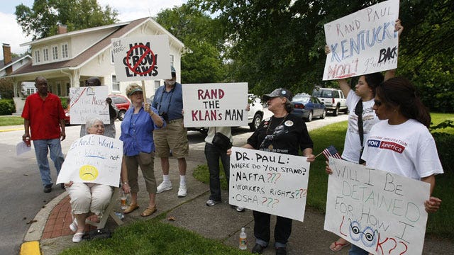 Demonstrators Protest Rand Paul Outside Kentucky's GOP Headquarters ...