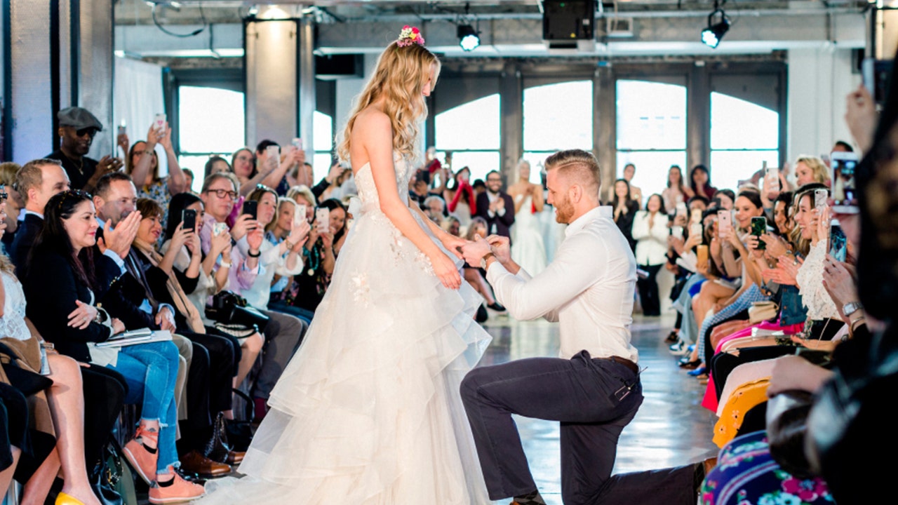 Model gets engaged on the runway during Bridal Week fashion show | Fox News