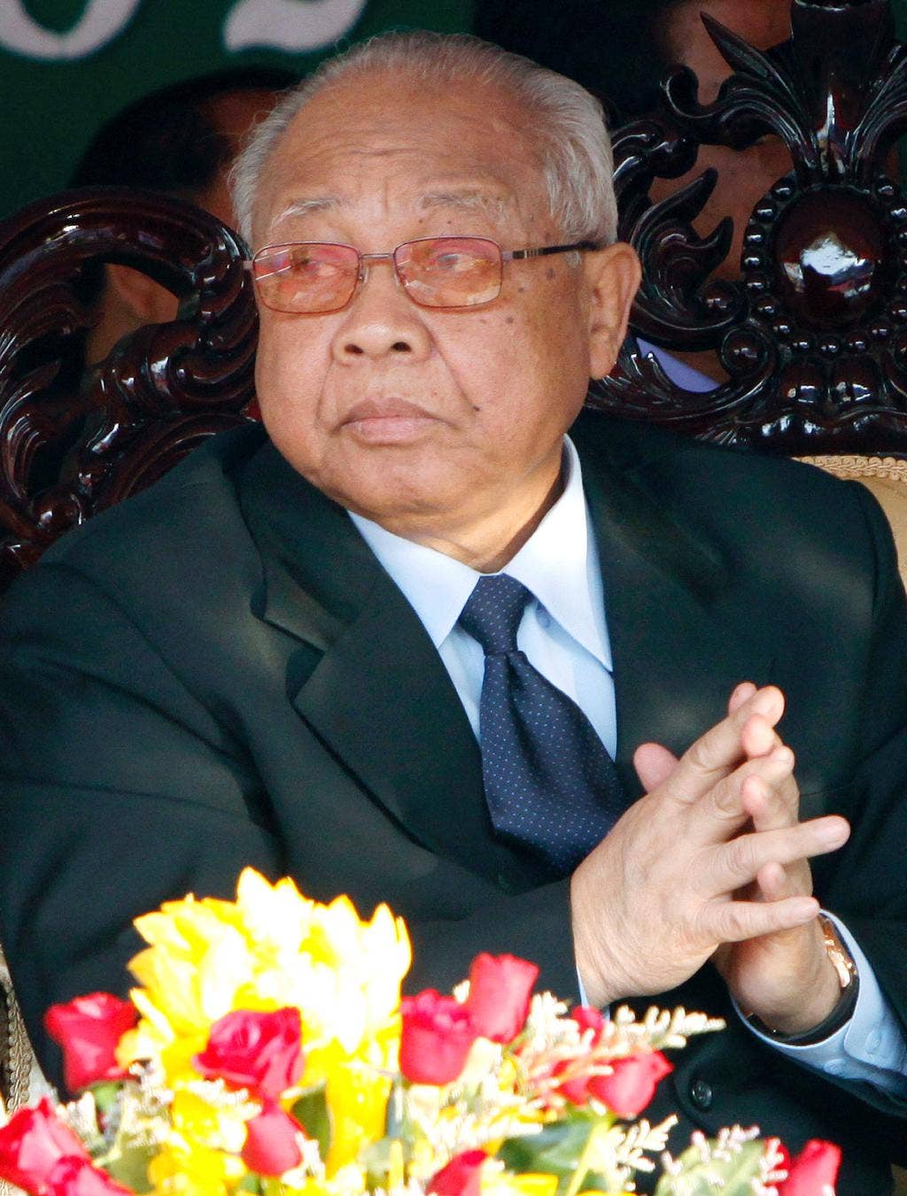 Cambodian politician Chea Sim, a leader of post-Khmer Rouge government ...