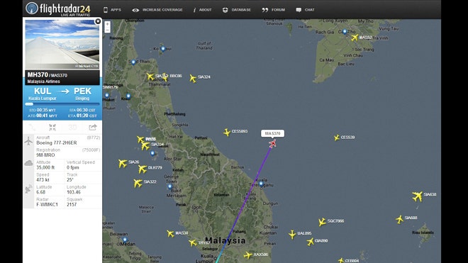 Real-time flight trackers seek missing Malaysian Air flight 370, find ...