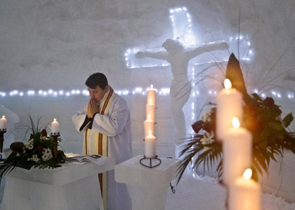 Romanian Ice Church at 2,000 meters (6,600-feet) high gives warm ...