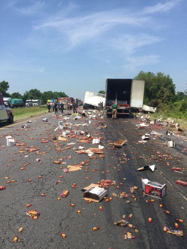 Arkansas highway drenched in Fireball whiskey after fiery semi-truck crash | Fox News