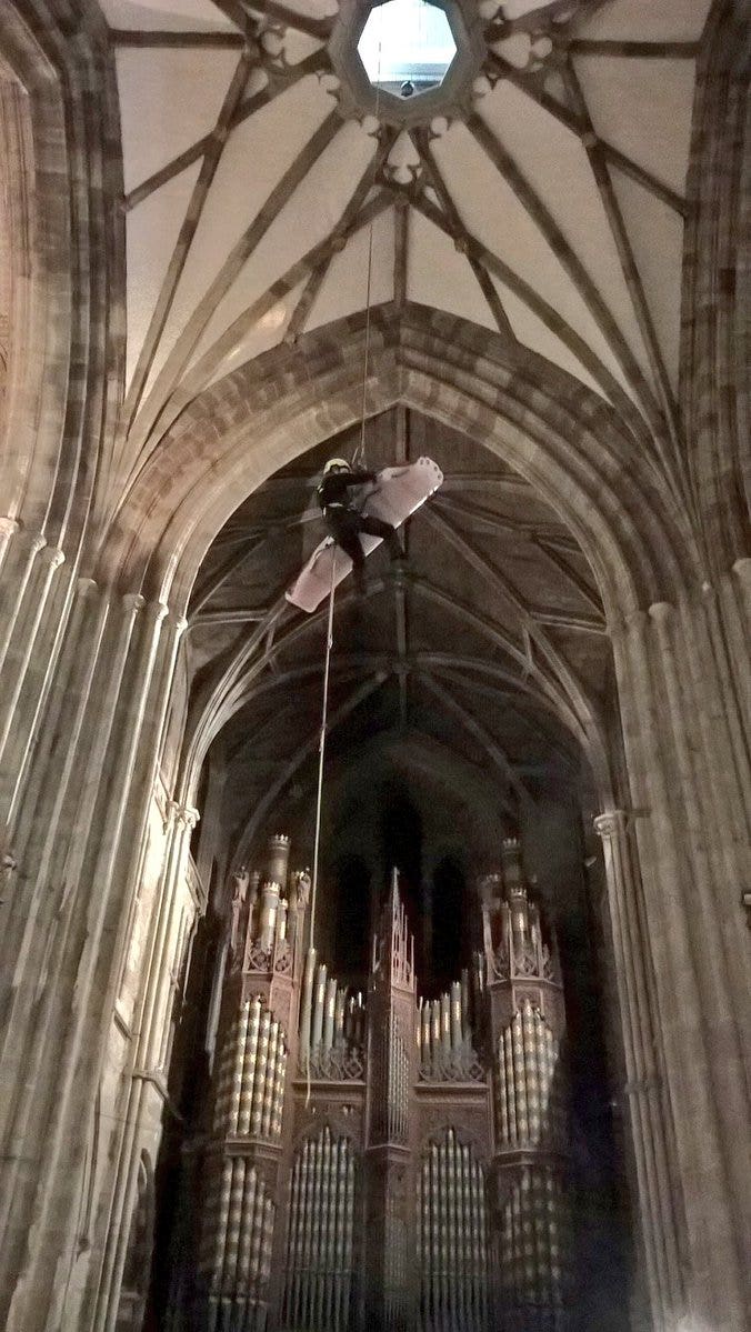 Church bell ringer thrown in the air after getting foot caught in rope ...