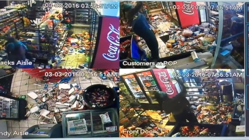 Surveillance Video Woman Trashes Convenience Store After Caught Trying