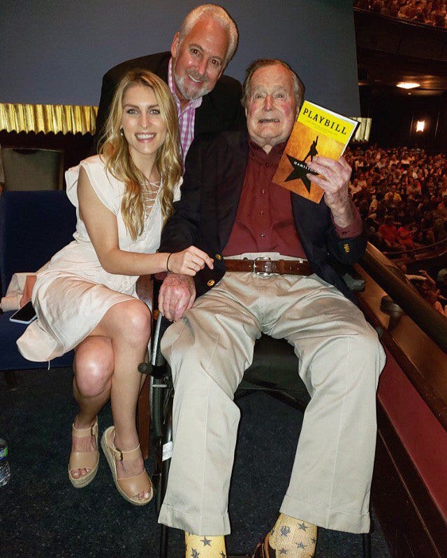 George H.W. Bush sees 'Hamilton' in Houston, wears socks inspired by ...