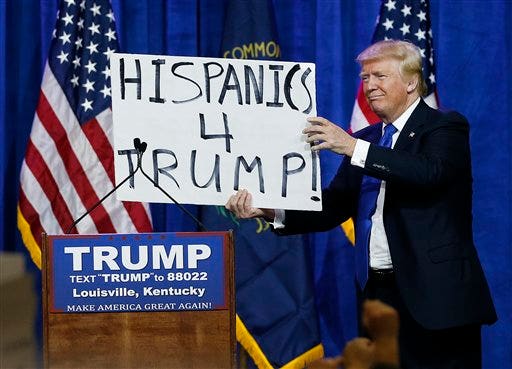 Donald Trump responds to Hecklers with 'Hispanics 4 Trump!' sign | Fox News