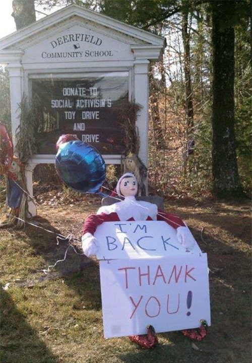 Town's life-sized elf on a shelf, Zippy, returned after missing for two ...