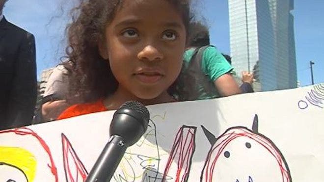 8-year-old girl named America joins RNC demonstrations against Trump ...