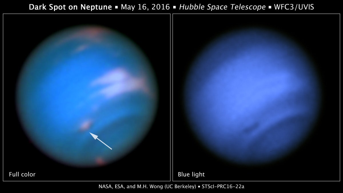 On blue Neptune, Hubble sees a dark vortex | Fox News