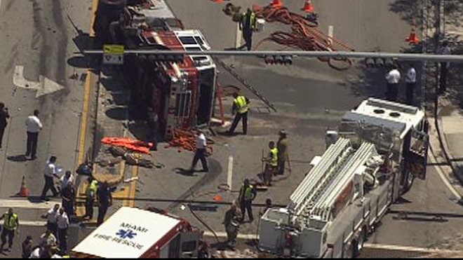 At least a dozen injured after two Miami fire rescue vehicles collide ...
