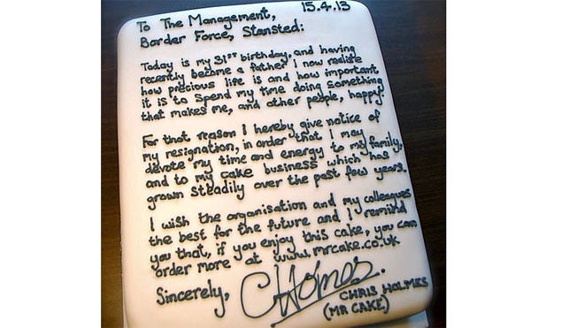 Man quits job by making a spectacular resignation cake | Fox News