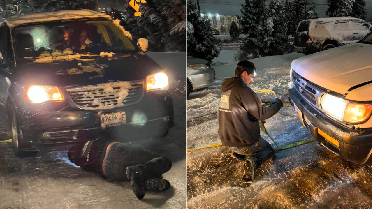Oregon man helps free friend, 20 other drivers from icy off-ramp during ...